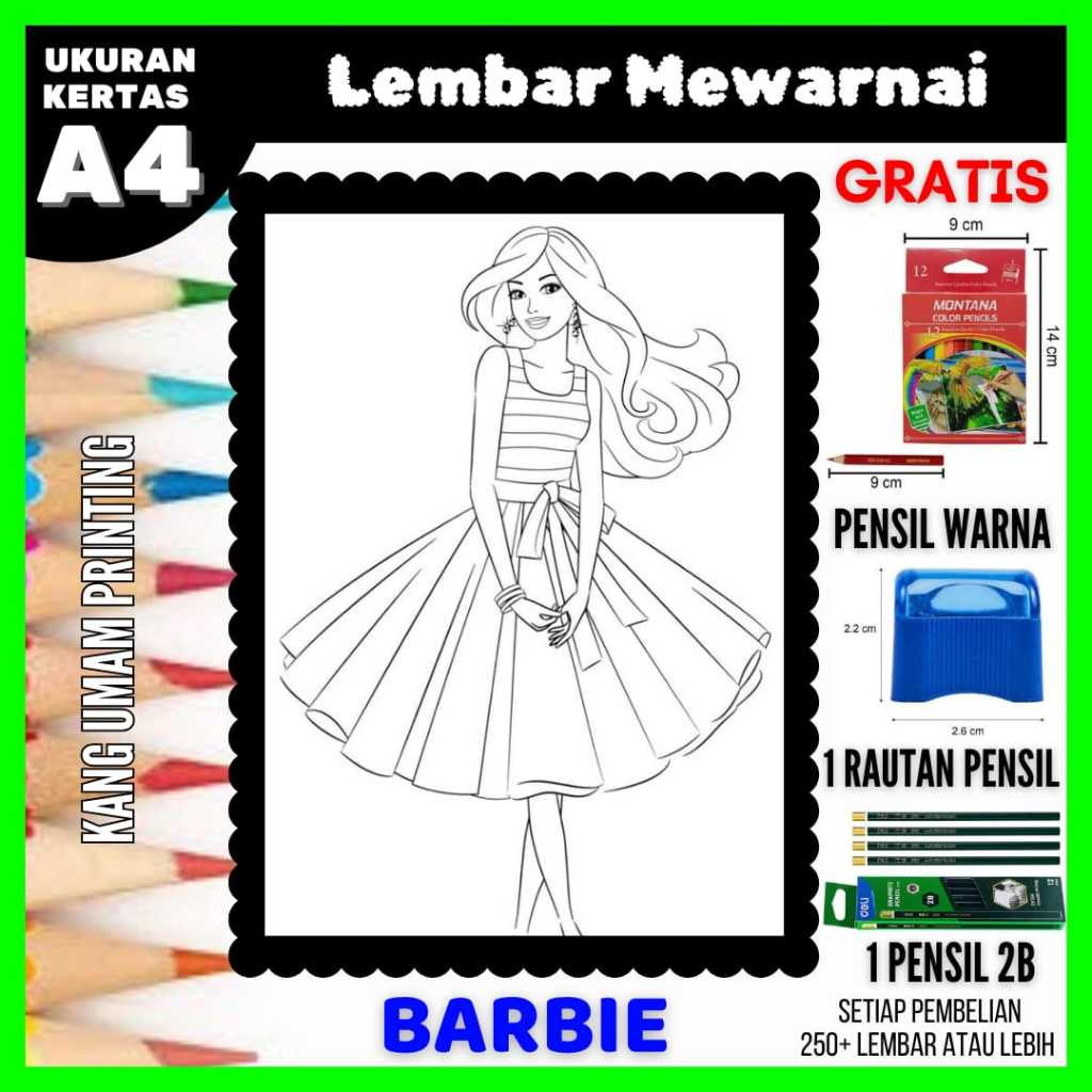 Jual Lembar Mewarnai Gambar Barbie / Princess Semua Usia Bagian 05 ...