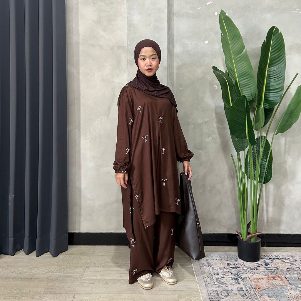 Jual Setelan Long Tunic Wanita Kekinian Jumbo Busui Friendly Bahan ...