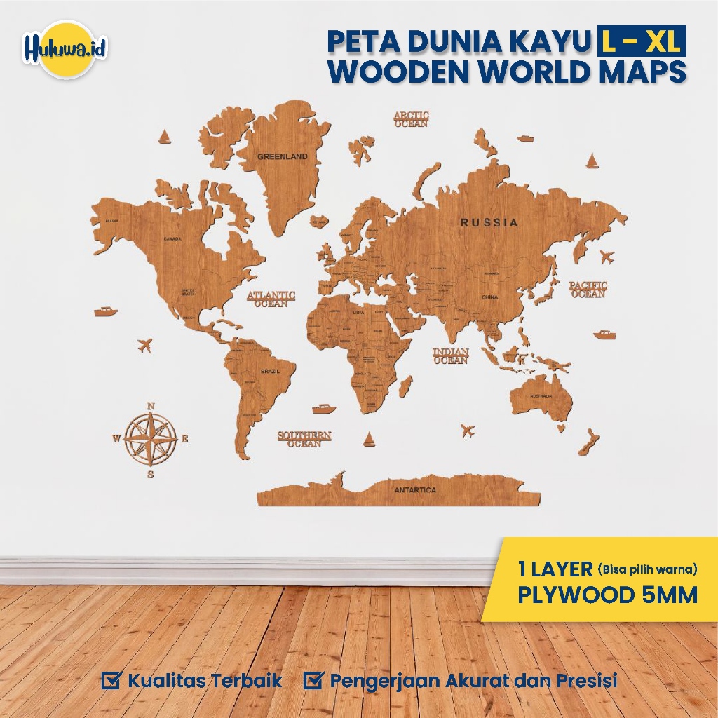 Jual Peta Dunia Kayu / Hiasan Dinding Peta / World Maps / Wooden World ...