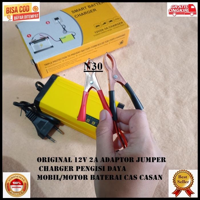 Jual N30 ORIGINAL 12V 2A ADAPTOR JUMPER JAMPER LISTRIK SETRUM AKI ACCU ...