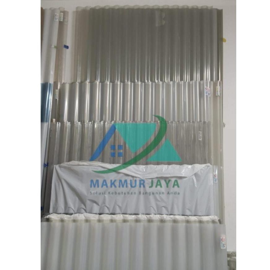 Jual Fiber gelombang 105cm + UV protec 1.8m Warna Putih Susu / Atap plastik transparan | Shopee ...