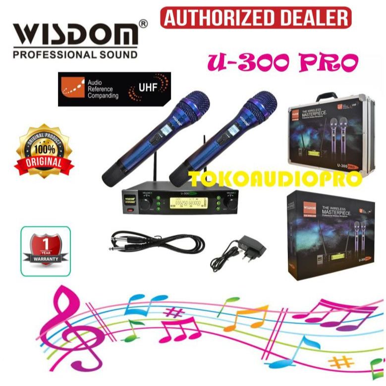Jual Mic Wireless Wisdom U300 Pro UHF Dual Channel Microphone Wireless ...