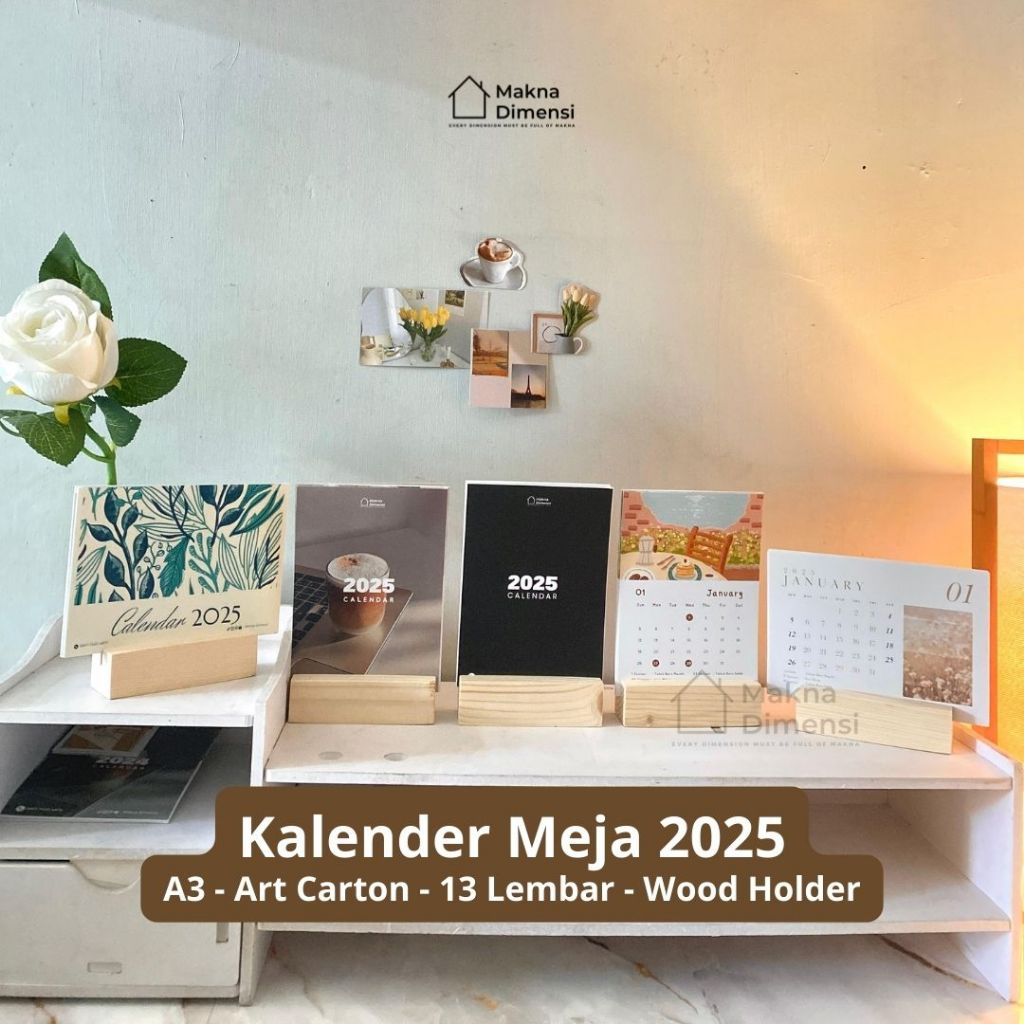 Jual Kalender 2025 aesthetic (stand) makna dimensi desk kalender meja ...