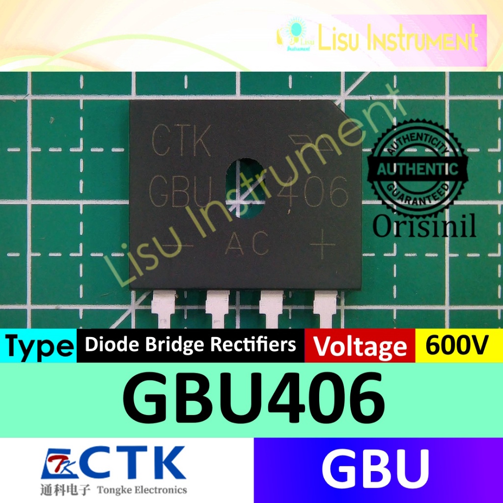 Jual GBU406 4A 600V Bridge Rectifier GBU406 CTK Electronics | Shopee ...