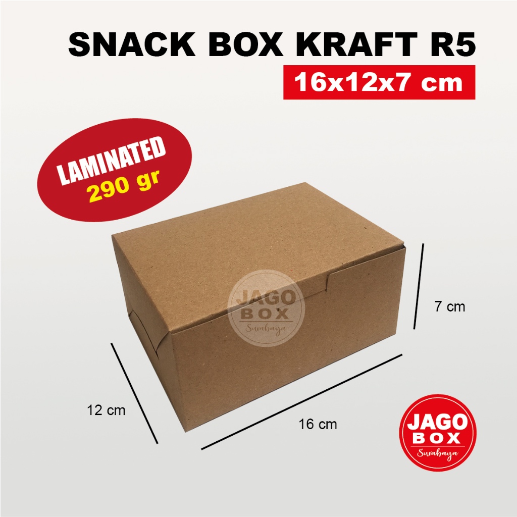 Jual KOTAK DOS BOX SNACK KUE R5 KRAFT 16x12x7 cm SAMBUNG | Shopee Indonesia