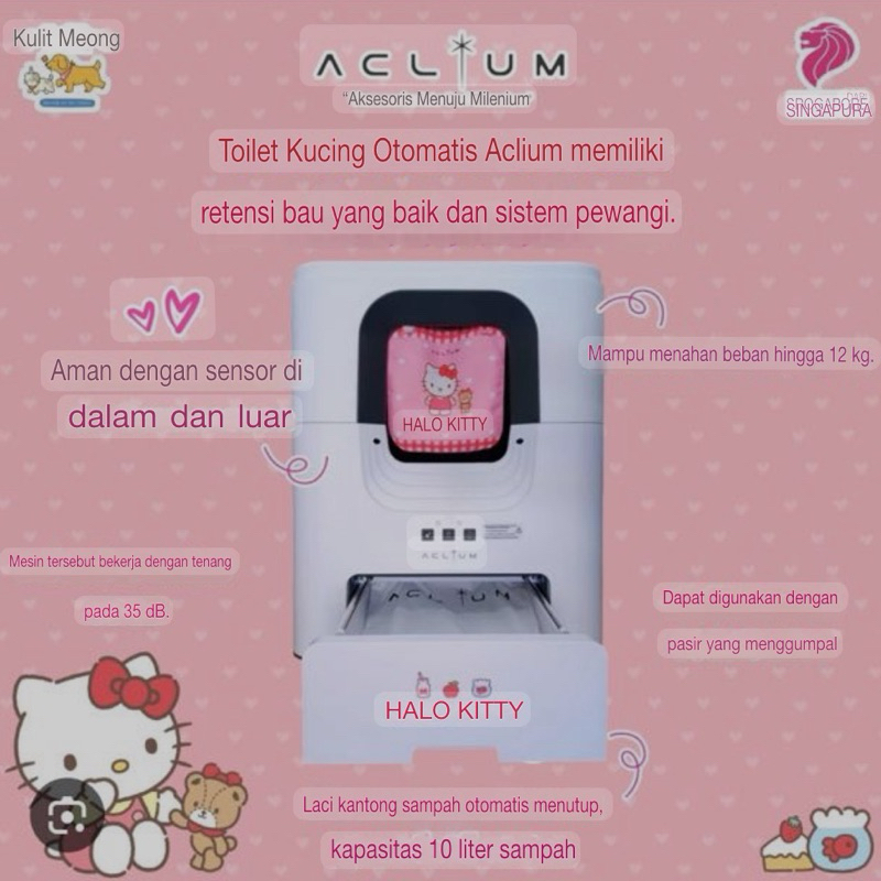 Jual ACLIUM HELLO KITTY WIFI V2 Automatic Cat Litter Box (Euro Plug ...