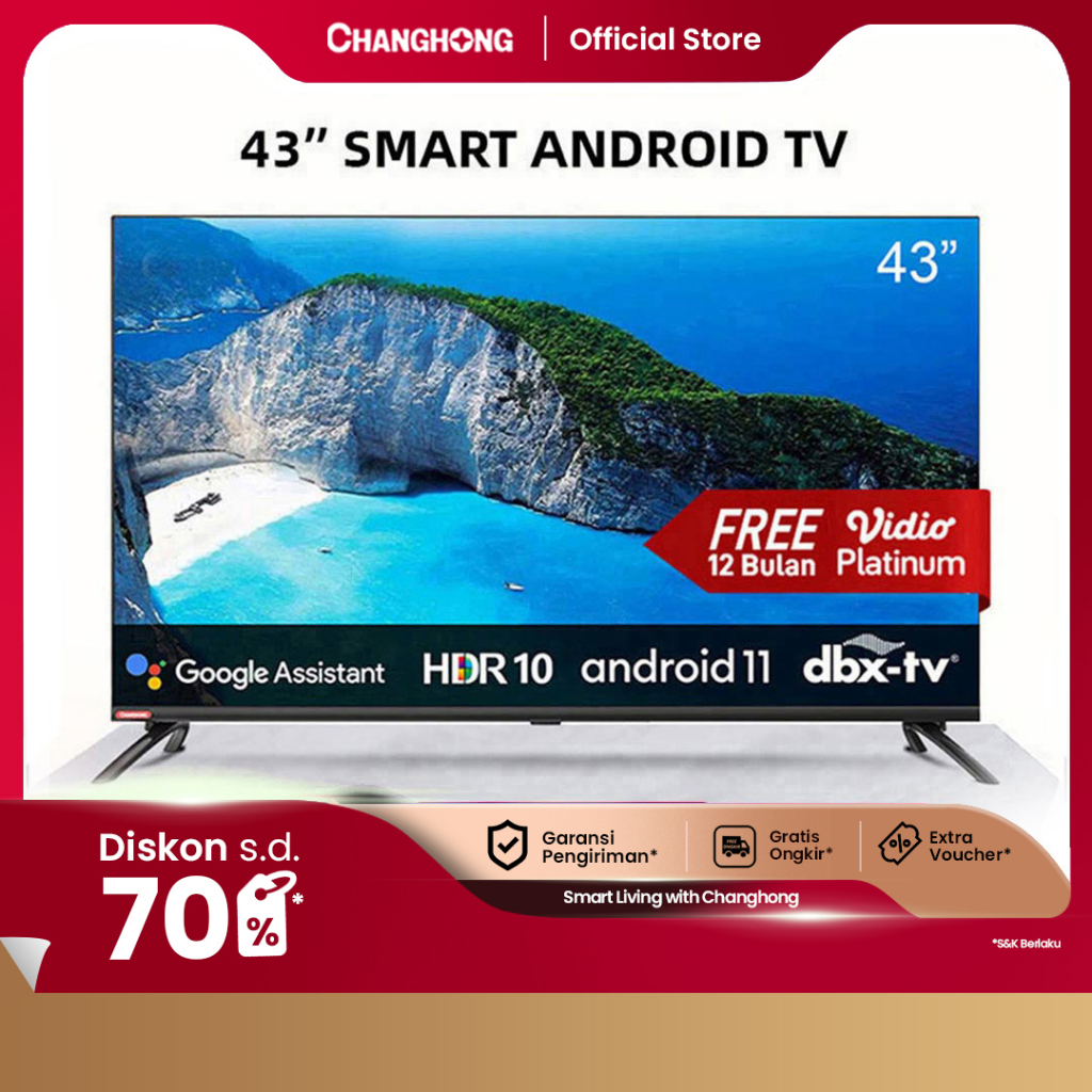 Jual Changhong 43 Inch borderless Netflix TV Google certified Android 11 Smart TV LED TV (Model ...