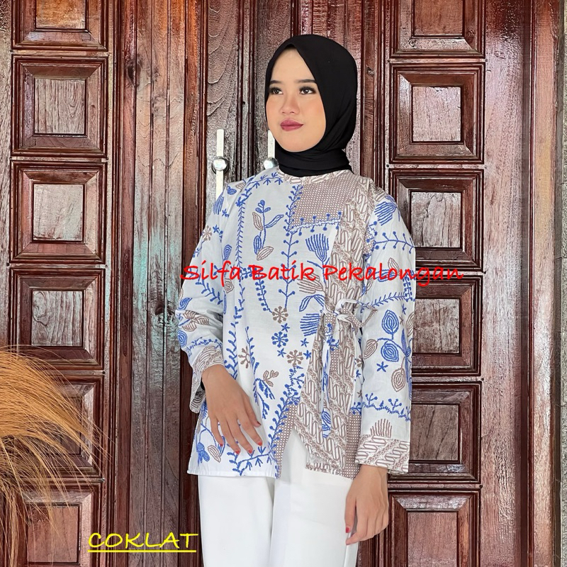 Jual b13 | Baju Batik Cewek Azalea Lengan Panjang Atasan Batik Wanita ...