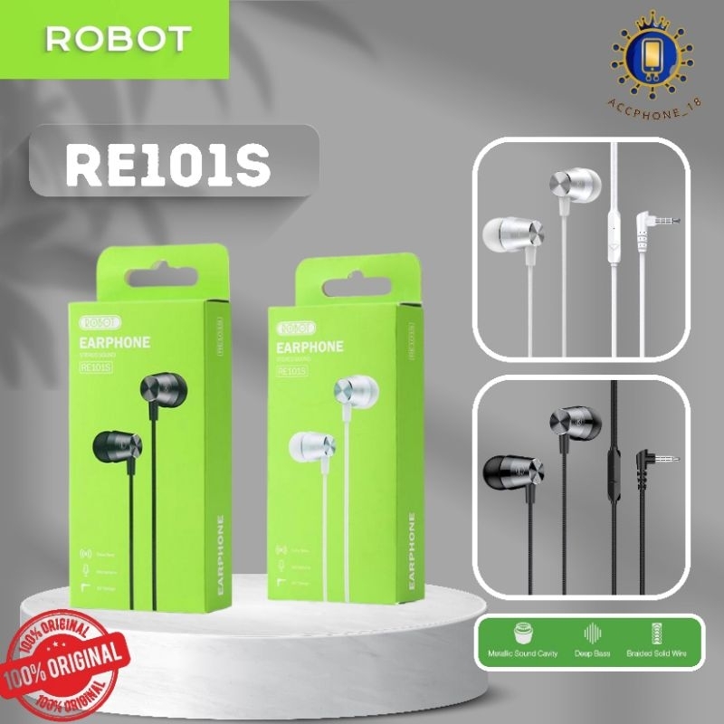 Jual Headset ROBOT RE101S handset Wired Earphone Bass Original | Shopee ...