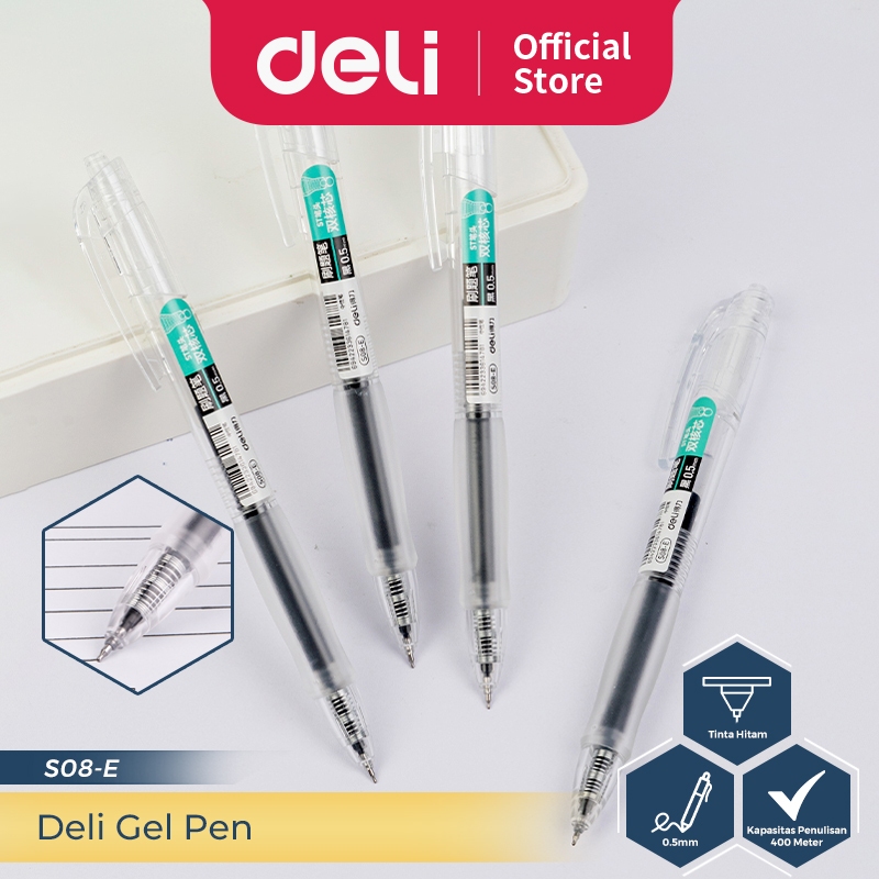 Jual Deli Gel Pen / Pulpen Gel 0.5mm Tinta Hitam Isi 1 pcs Cepat Kering Tinta Banyak Bisnis ...
