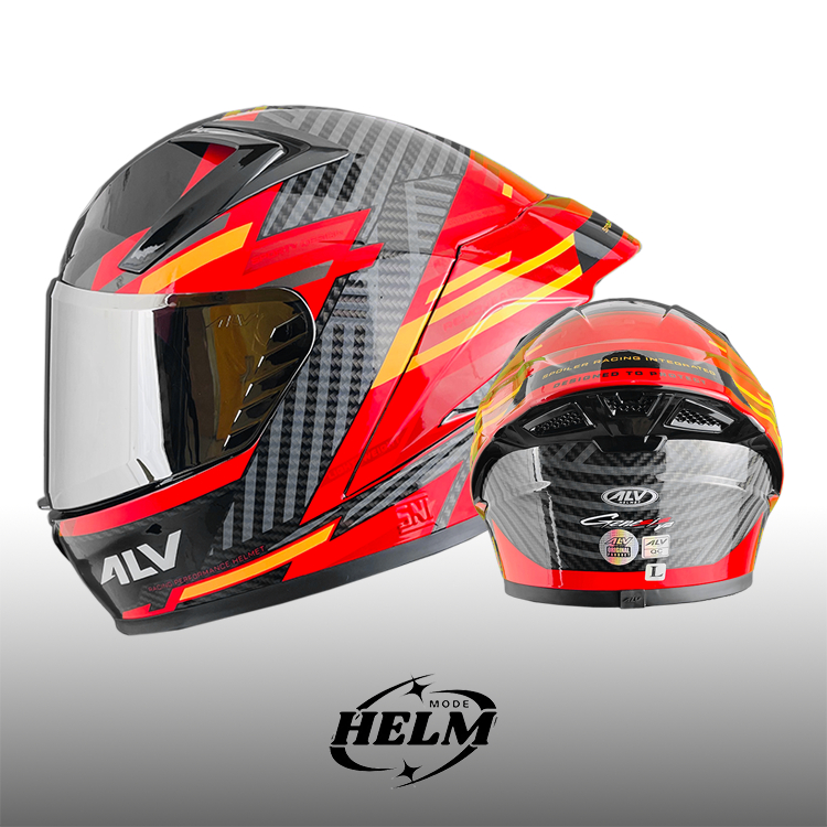 Jual ALV GENESIS V2 NEW MOTIF CARBON BURSH HELM FULL FACE SOLID VISOR SILVER STANDARD SNI ...