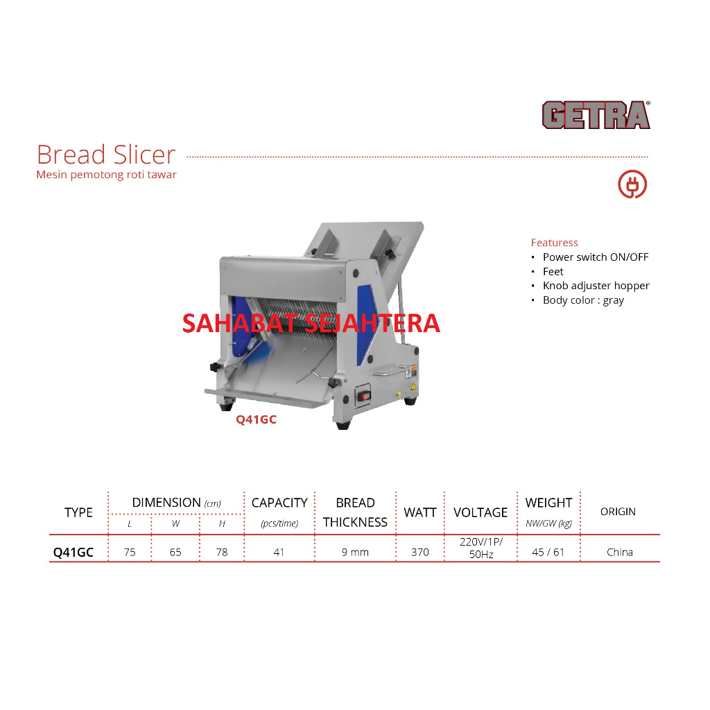 Jual GETRA Bread Slicer Q41GC 9mm - Alat Pemotong Roti Presisi untuk ...