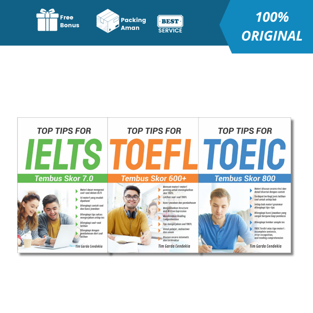 Jual Buku Bahasa Inggris Best Seller Seri Top Tips For IELTS, TOEFL, TOEIC - Garda Cendekia ...