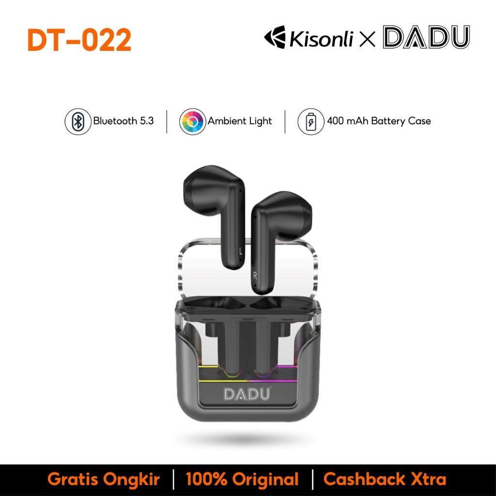Jual KISONLI x DADU DT022 TWS Headset Bluetooth 5.3 Hifi Sound True ...