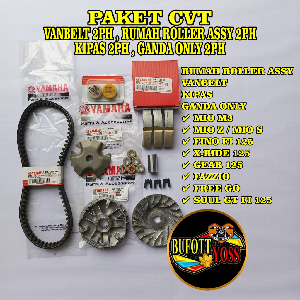 Jual PAKET KOMPLIT CVT YAMAHA MIO M3 RUMAH ROLLER ASSY 2PH, KIPAS, VANBELT, GANDA ONLY 2PH FINO ...