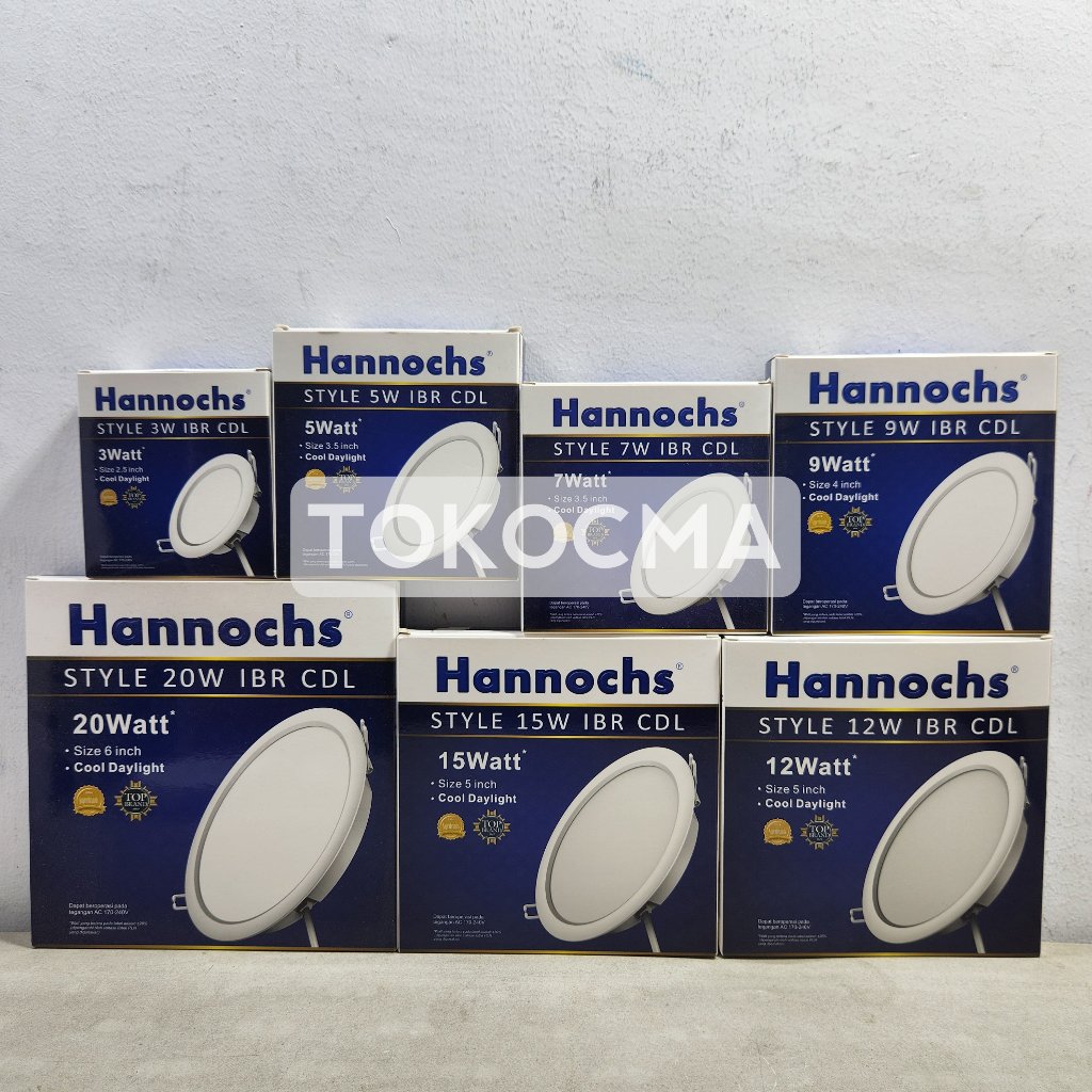 Jual Hannochs Style Lampu LED Downlight Panel Slim Tipis IBR Bulat 3w 5w 7w 9w 12w 15w 20w ...