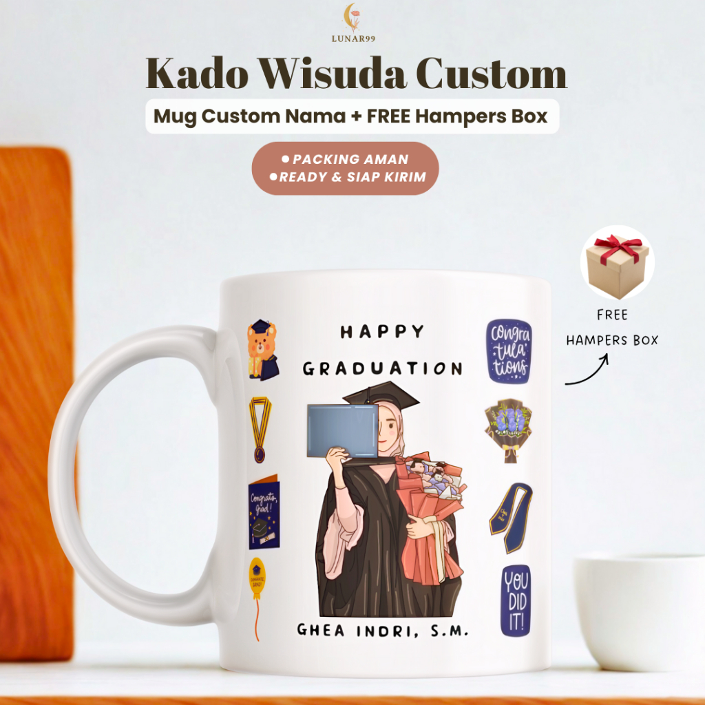 Jual Mug Kado Wisuda Custom - Mug Karakter Wisuda Cowok Cewek Custom ...