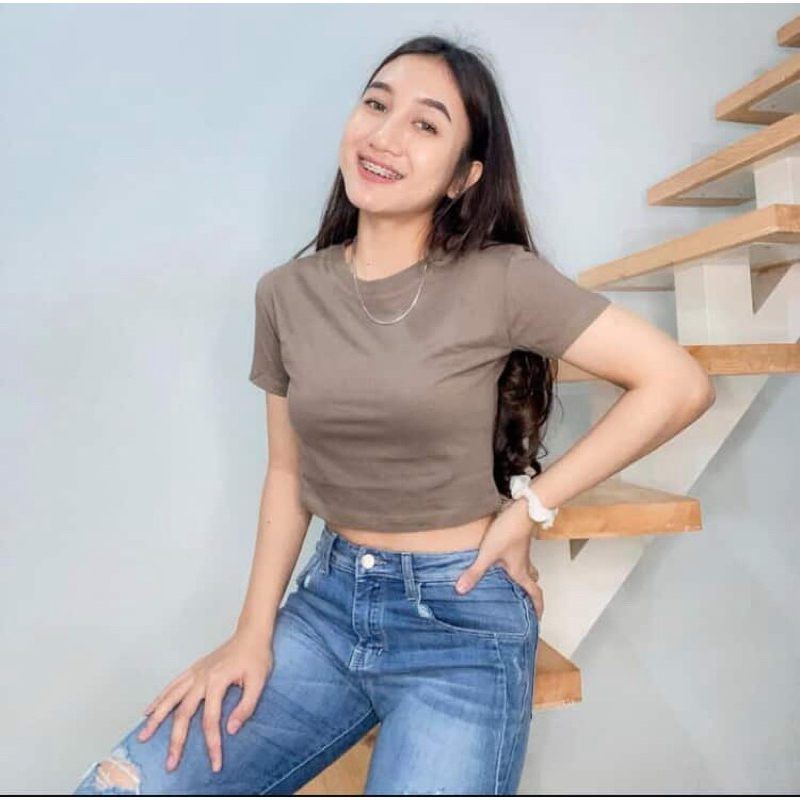 Jual Crop Top Kaos Cewek Crop Polos | Shopee Indonesia