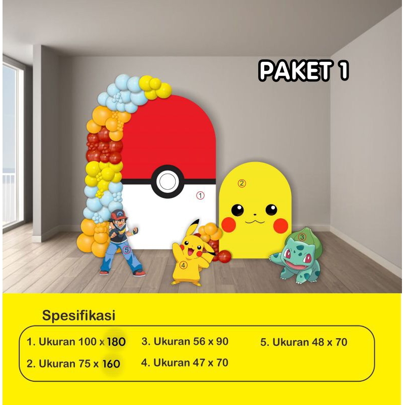 Jual PAKET DEKORASI ULANG TAHUN TEMA POKEMON / STANDING KARAKTER ...