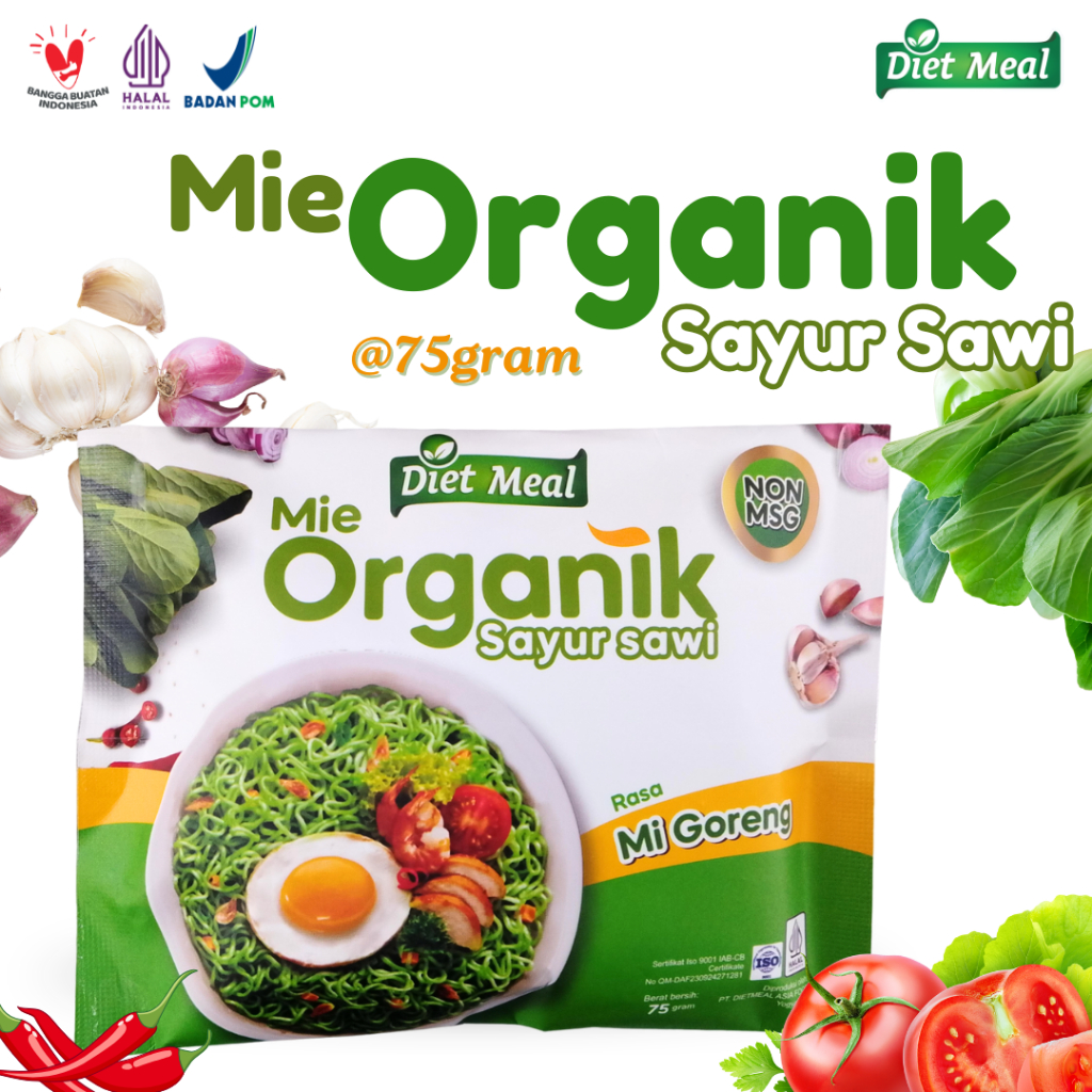Jual mie Diet Organik sawi instan Goreng Non MSG | Shopee Indonesia