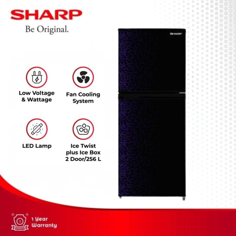 Jual Sharp Kulkas 2 Pintu SJ-316MG-GB Shine Magnet Glass Geometri Blue ...