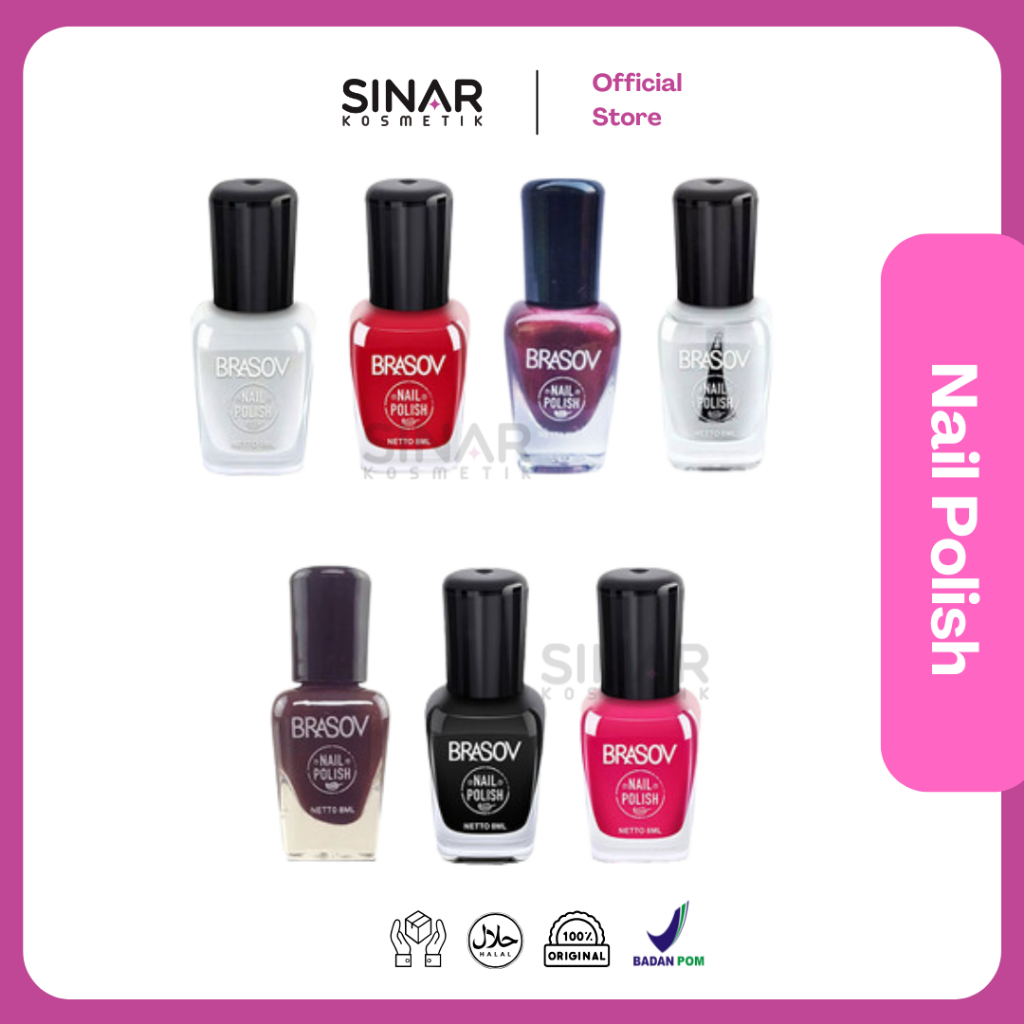 Jual Brasov Nail Polish - Kutek - Kitek 8ml [ Hitam/Bening/Merah/Maroon ...
