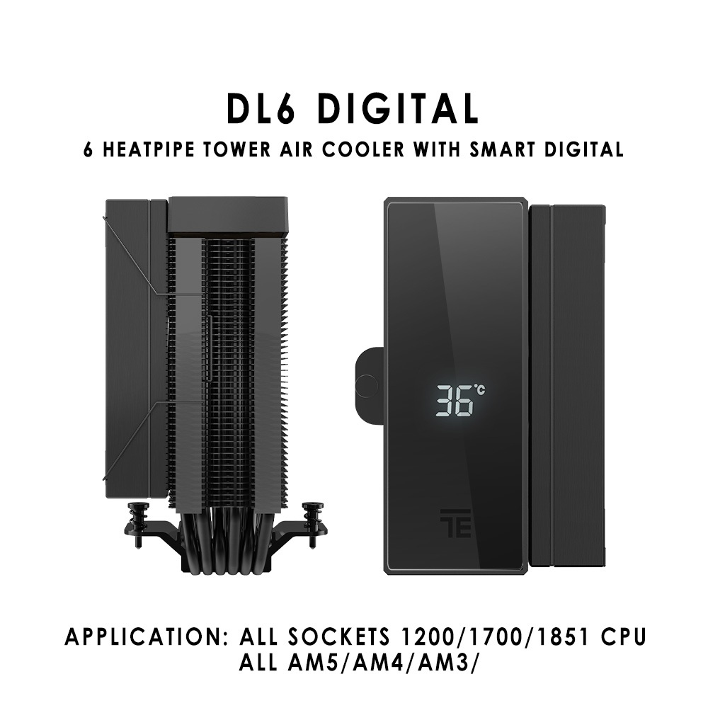 Jual ThermalEase DL6 Black Digital CPU Air Cooler 6 Heatpipe Single ...
