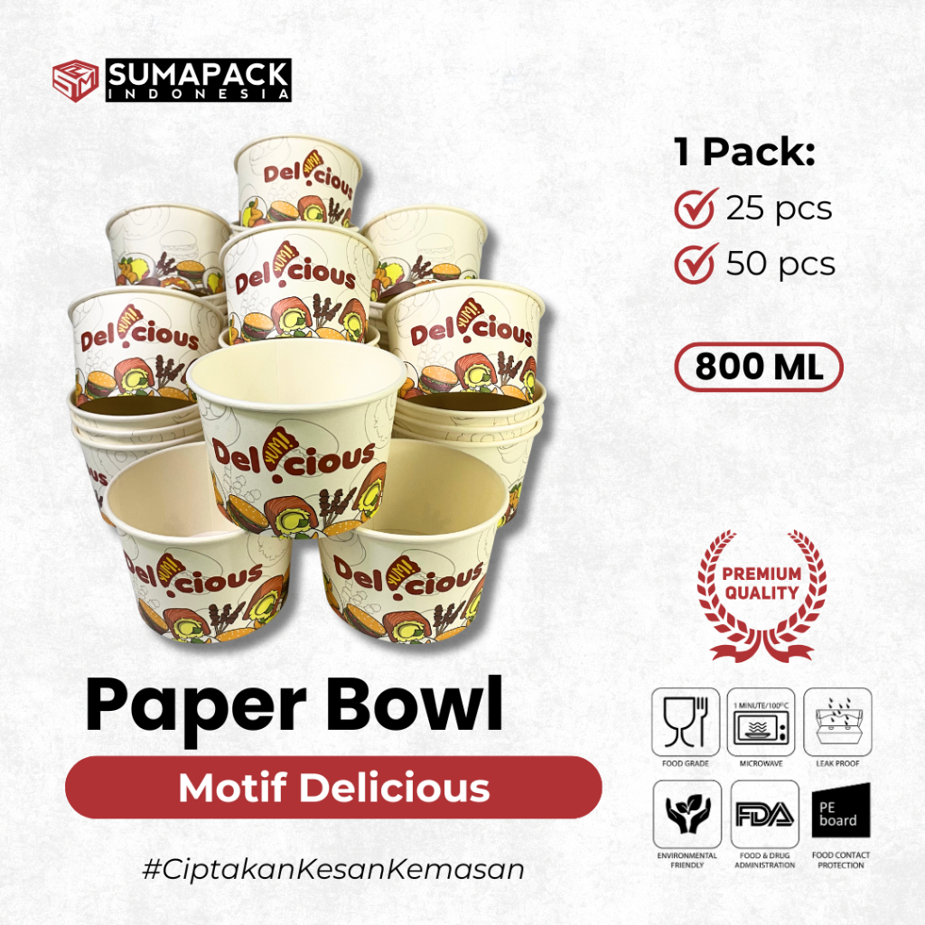 Jual Paper Bowl 800ml I Rice Bowl 800 ml I Bowl Motif I Design ...