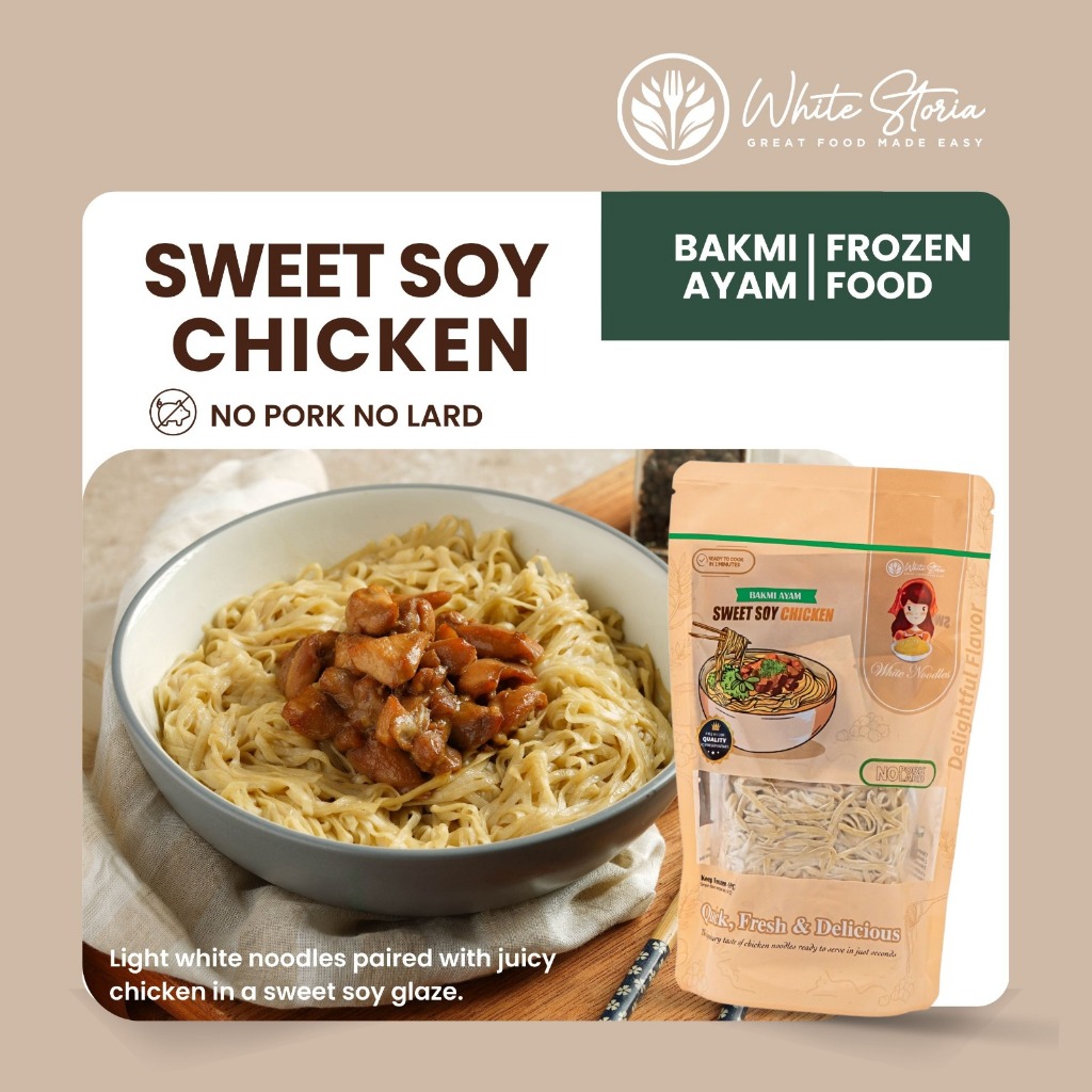 Jual WHITE STORIA - Bakmi Ayam Frozen Premium - White Noodles Sweet Soy Chicken - NO PORK NO ...
