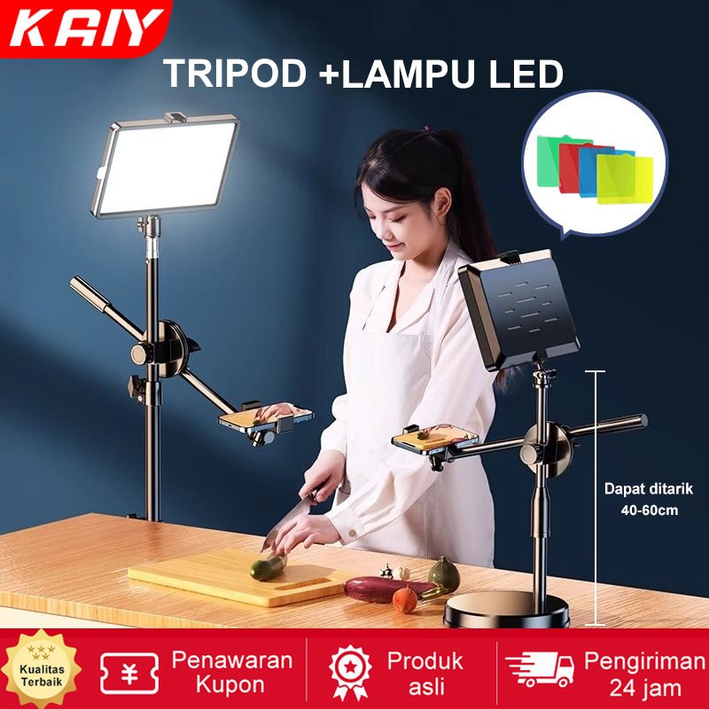 Jual KAIY 360° Overhead Phone Stand with 8 inch lampu fotografi Led ...