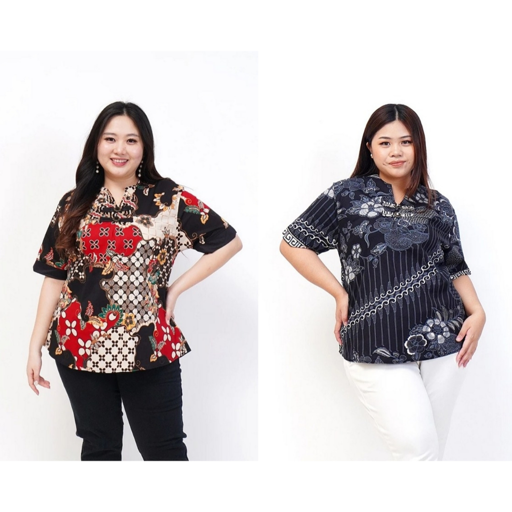 Jual BAJU BLOUSE WANITA BATIK MODERN 021 GH KERJA KANTOR CASUAL KATUN ...