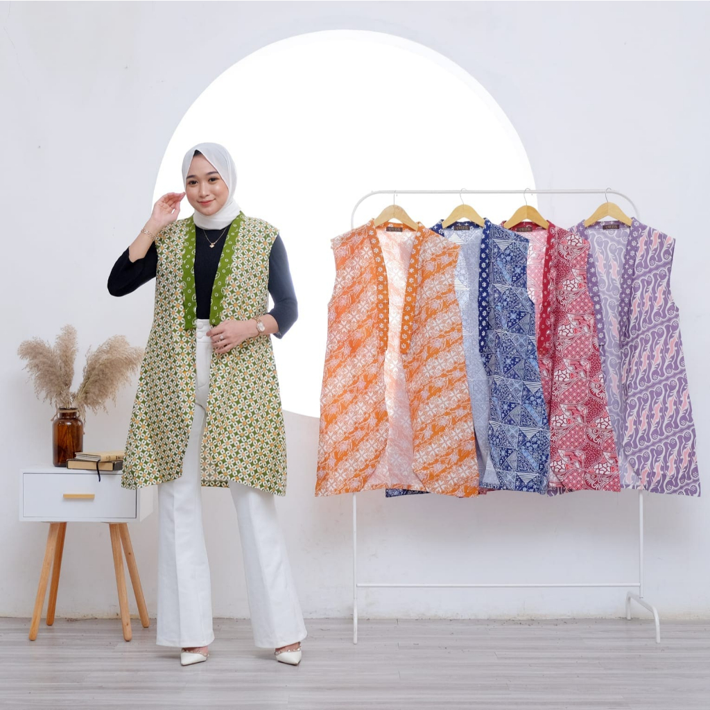 Jual Cardigan Outer Batik Wanita Modern Kekinian Vest Panjang Premium ...