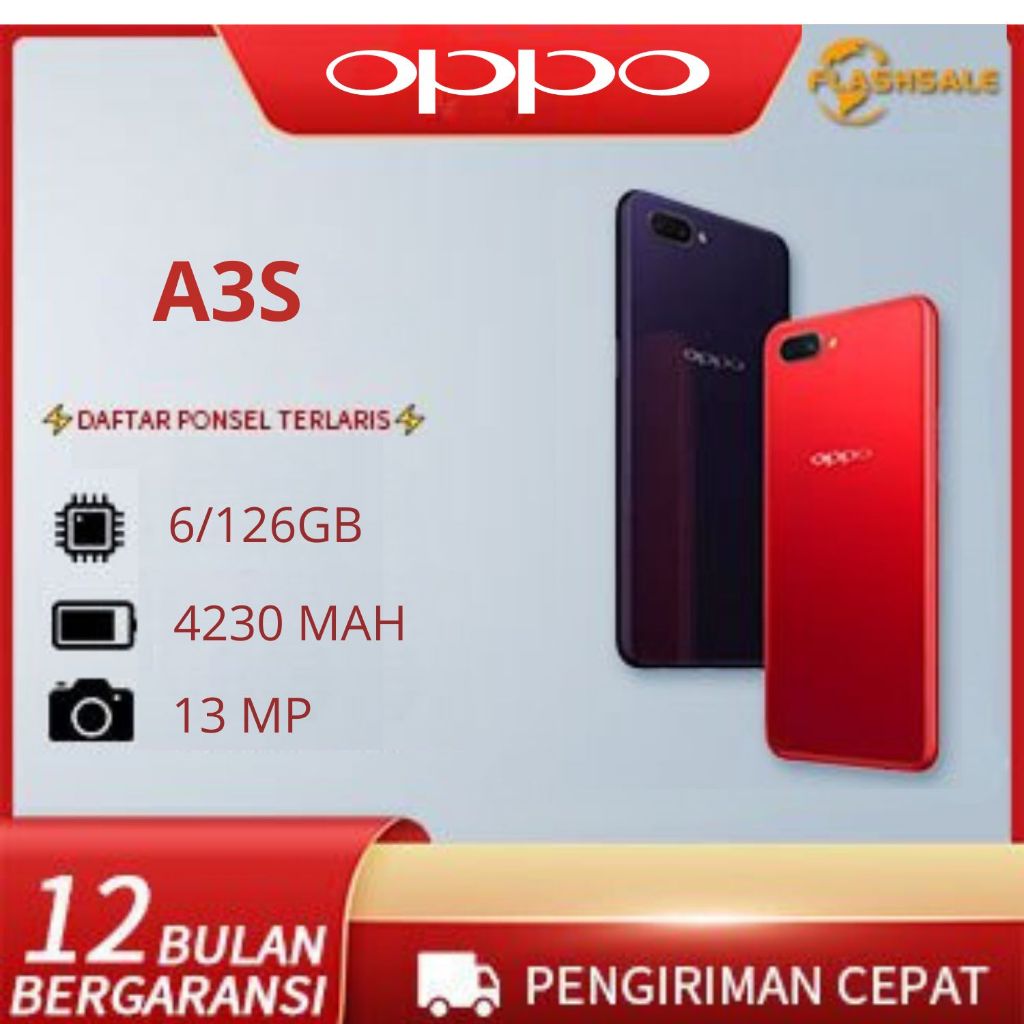 Jual Hp oppo A3S Ram 6/128GB Warna Merah Harga Satuan Fullset Garansi 12 Bulan | Shopee Indonesia