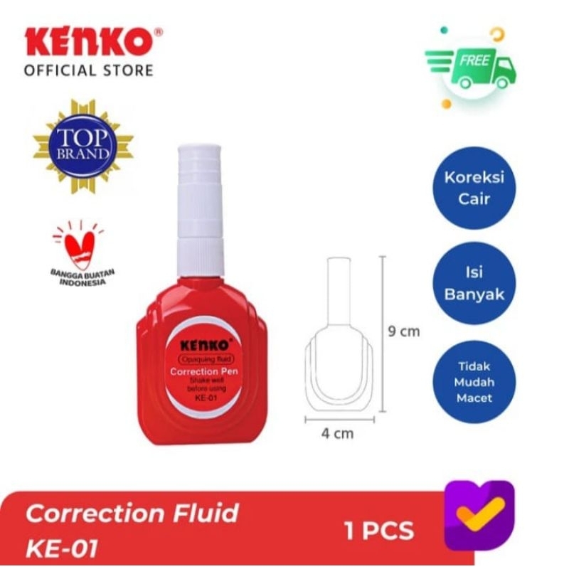 Jual Kenko Correction Pen KE-01 Merah / Correction Pen KE-823 Biru ...