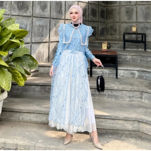 Jual Selina Dress 3 in 1 Inner Outer Dan Rok Tutu Ratu Busana Gamis ...