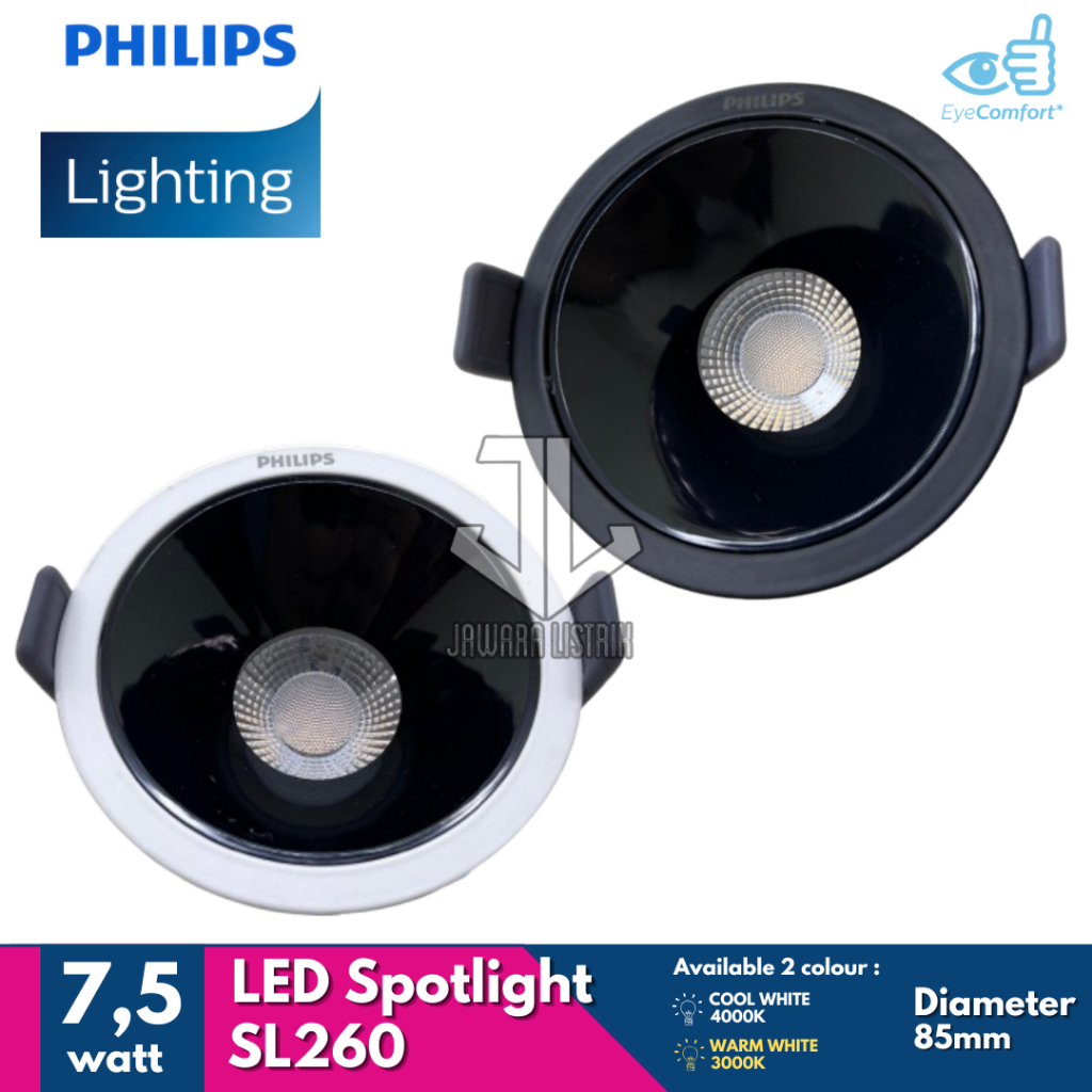 Jual PHILIPS LAMPU SOROT SL260 LED SPOTLIGHT BODY HITAM PUTIH CAHAYA ...