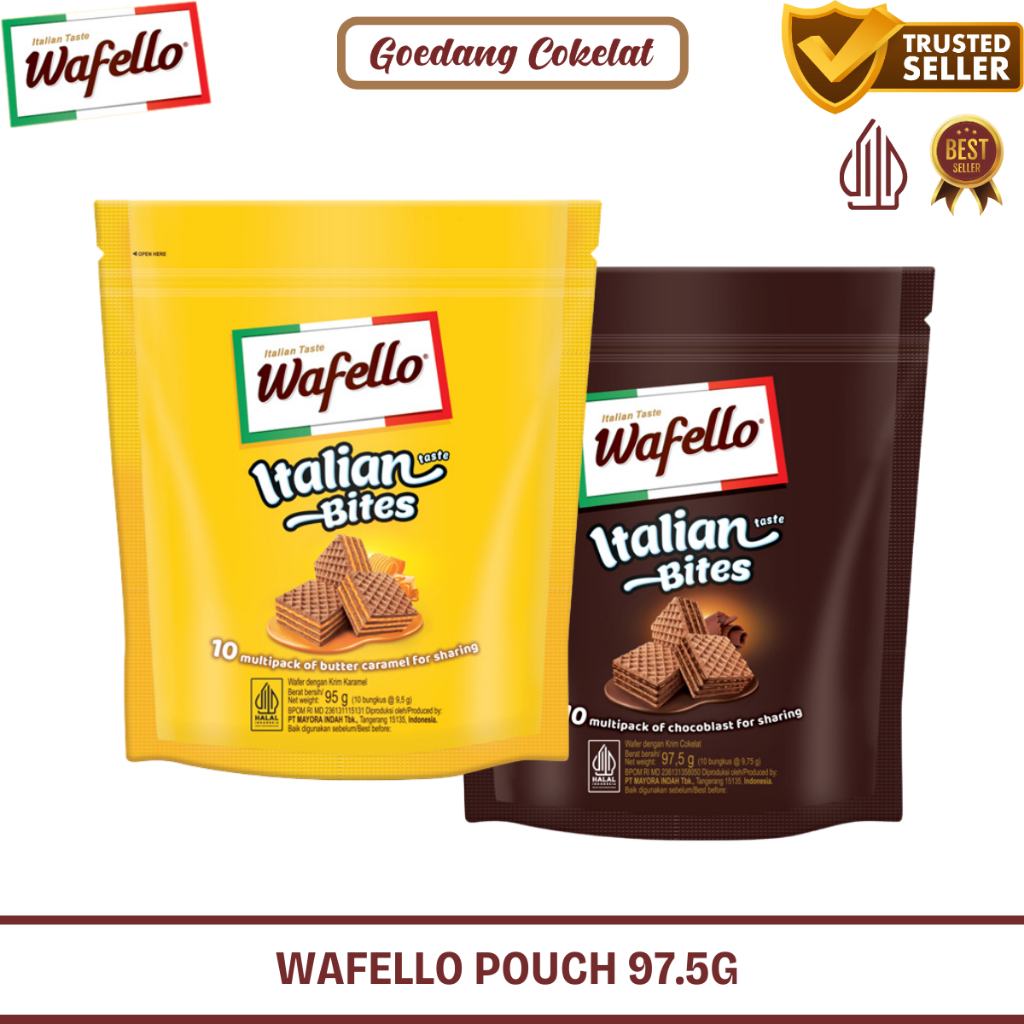 Jual Wafer Wafello Italian Bites Coklat Butter Caramel Kemasan Pouch ...