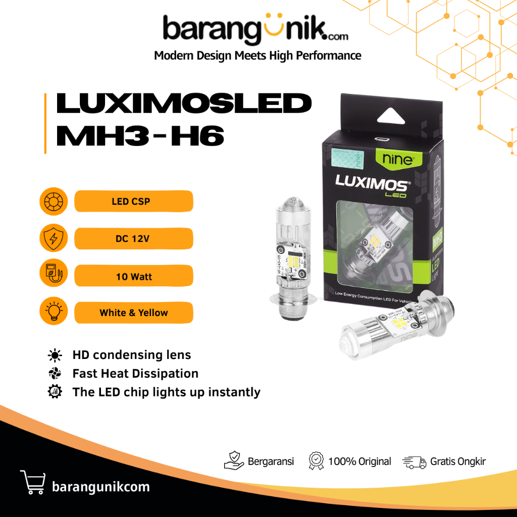 Jual Lampu Depan Motor LED H6 LUXIMOS Super Terang Putih Kuning Tembus Hujan Mio Revo Beat Vario ...