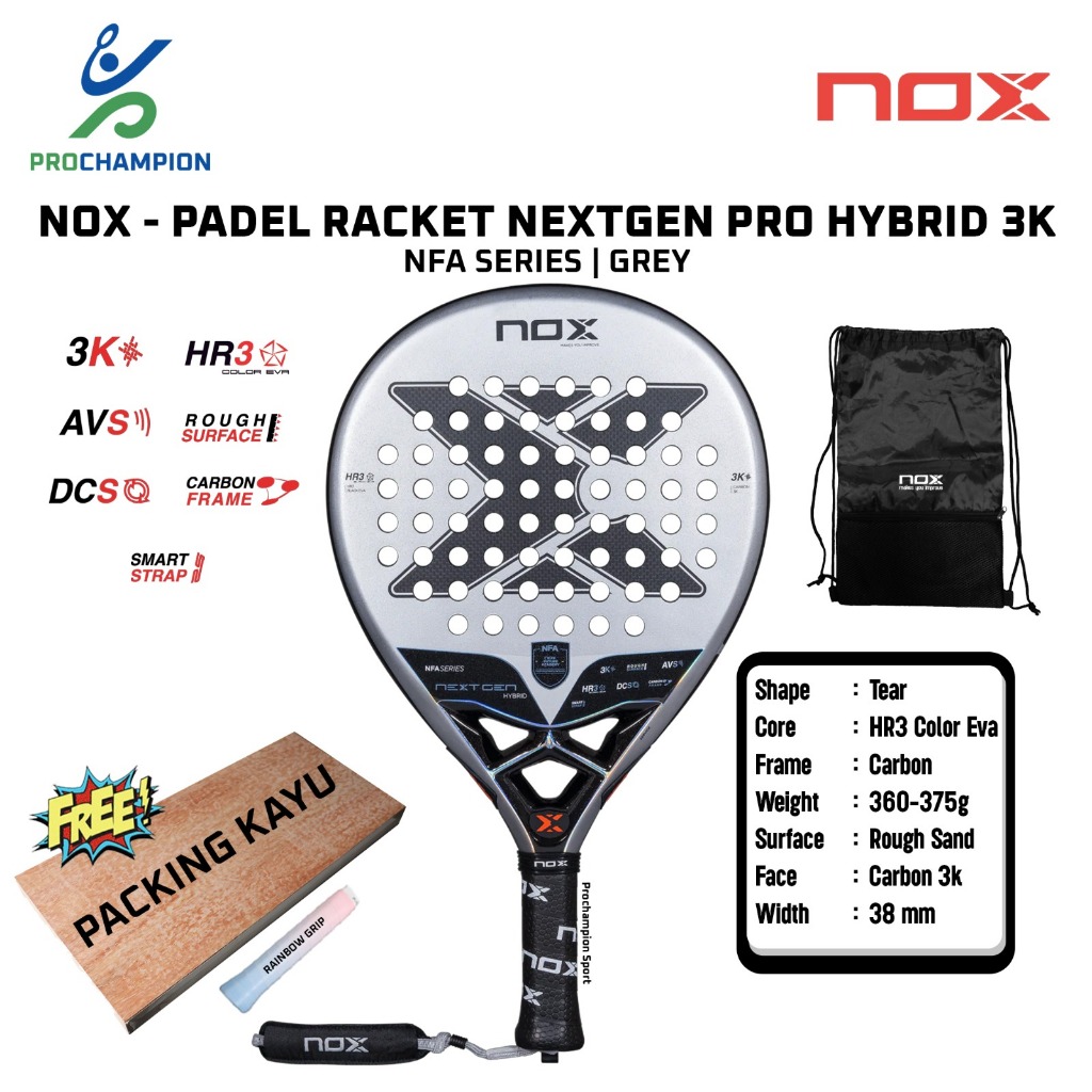 Jual Pade Raket NOX NextGen Pro Hybrid 3K NFA Series Grey | Shopee Indonesia