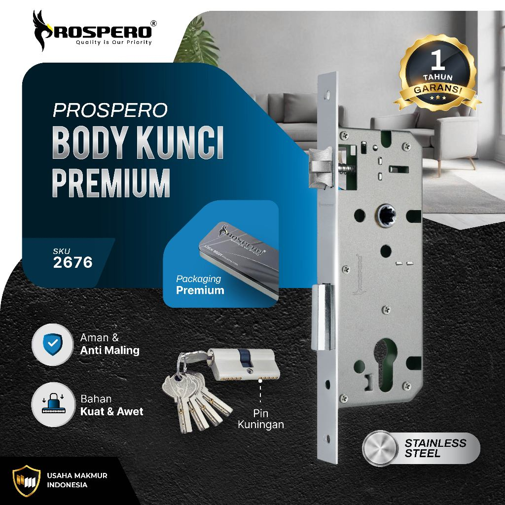 Jual BODY PELOR Kunci Pintu Besar Body Kunci Pelor Handle Kupu Tarung Stainless PROSPERO ...