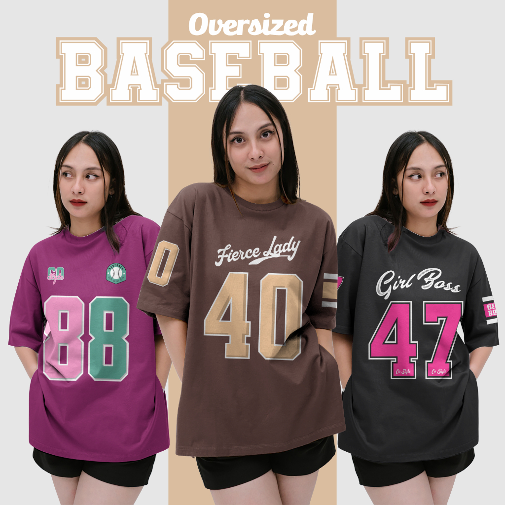 Jual Co.Style Kaos Oversize Wanita Baseball Jumbo Lengan Pendek ...