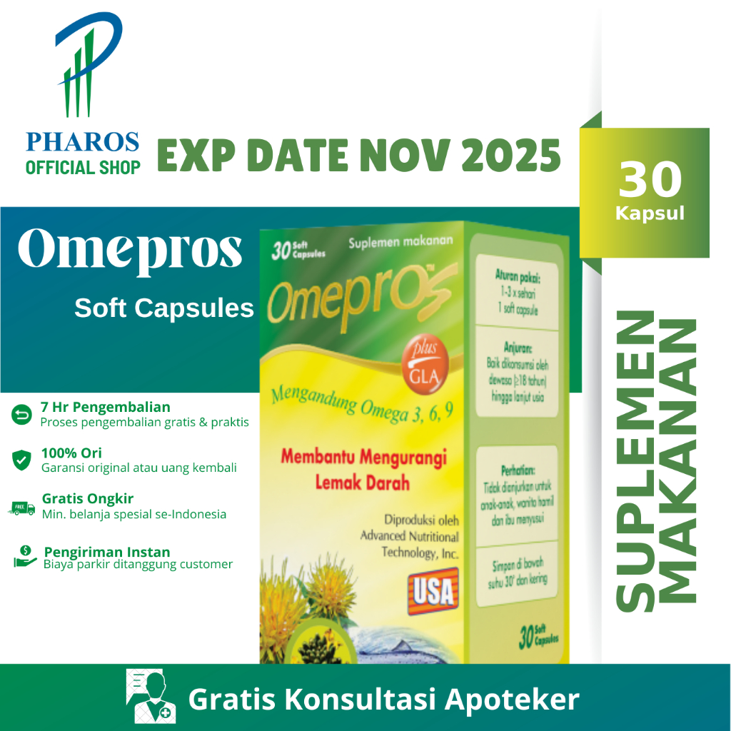 Jual EXP DATE NOV 2025 Omepros 30 Soft Kapsul / Suplemen / Omega 3 ...