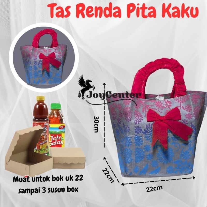 Jual (1 Lusin / 12 Pcs)Tas Hajatan Pita Renda Kaku (Uk 22, 20, 18) / Tas Kotak Nasi / Tas ...