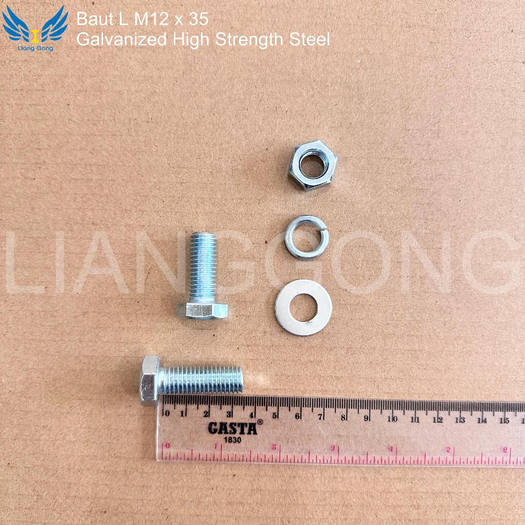 Jual Baut M12x35 Putih Galvanis | Baut Mur Ring Per Ring Plat | Shopee ...