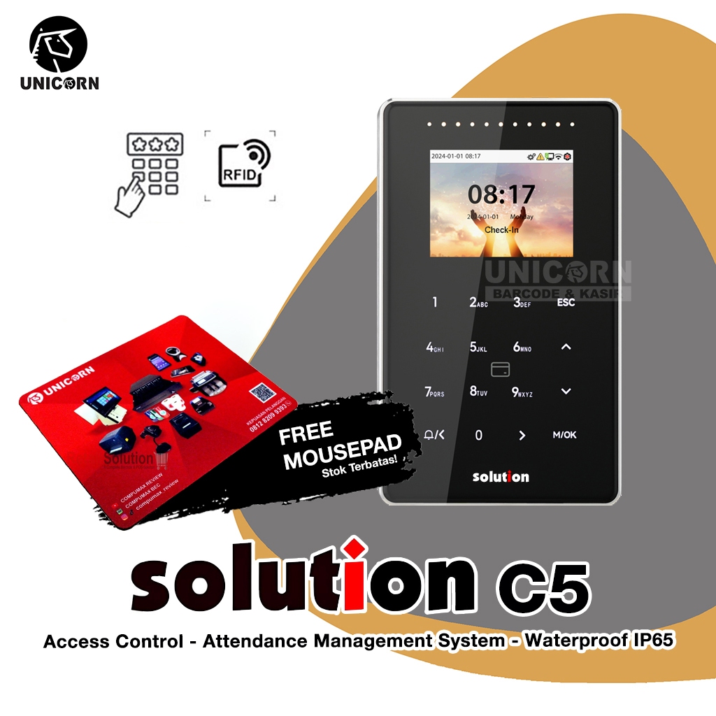 Jual Mesin Absensi Kartu RFID Access Control - Solution C5 C-5 Ethernet LAN | Shopee Indonesia