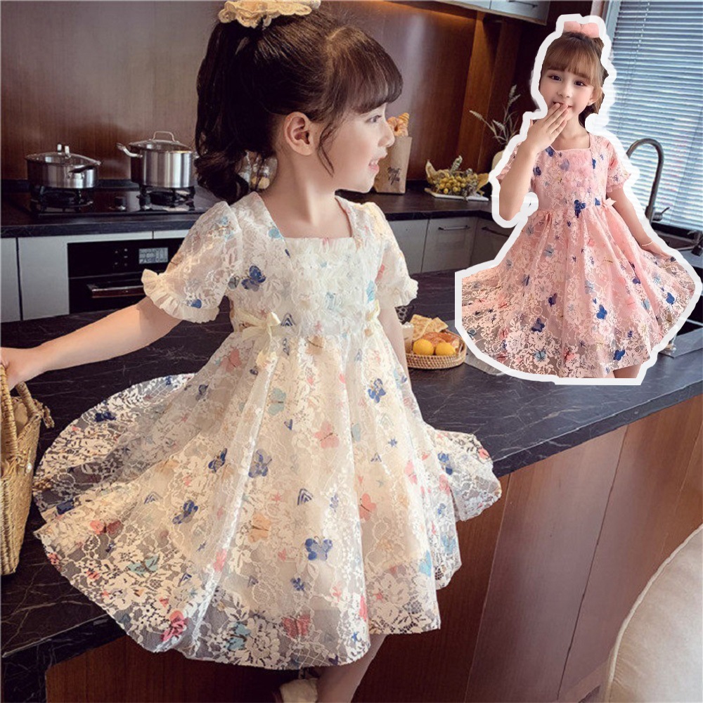 Jual Leesirin 2-8Yrs Dress Brukat Butterfly Gaun Anak Perempuan Kids ...