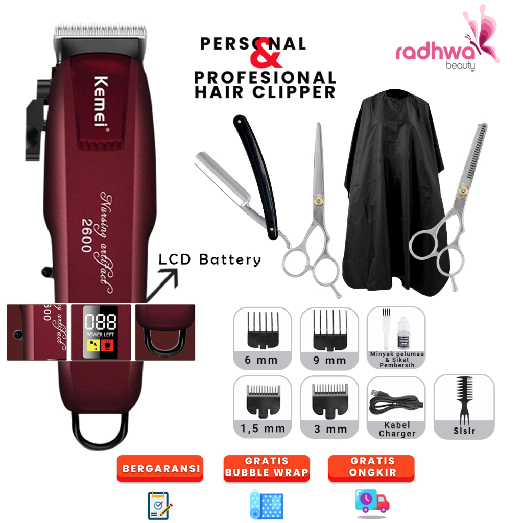 Jual Mesin Potong Pangkas Cukur Rambut Elektrik Barbershop Kemei Original Profesional Hair ...