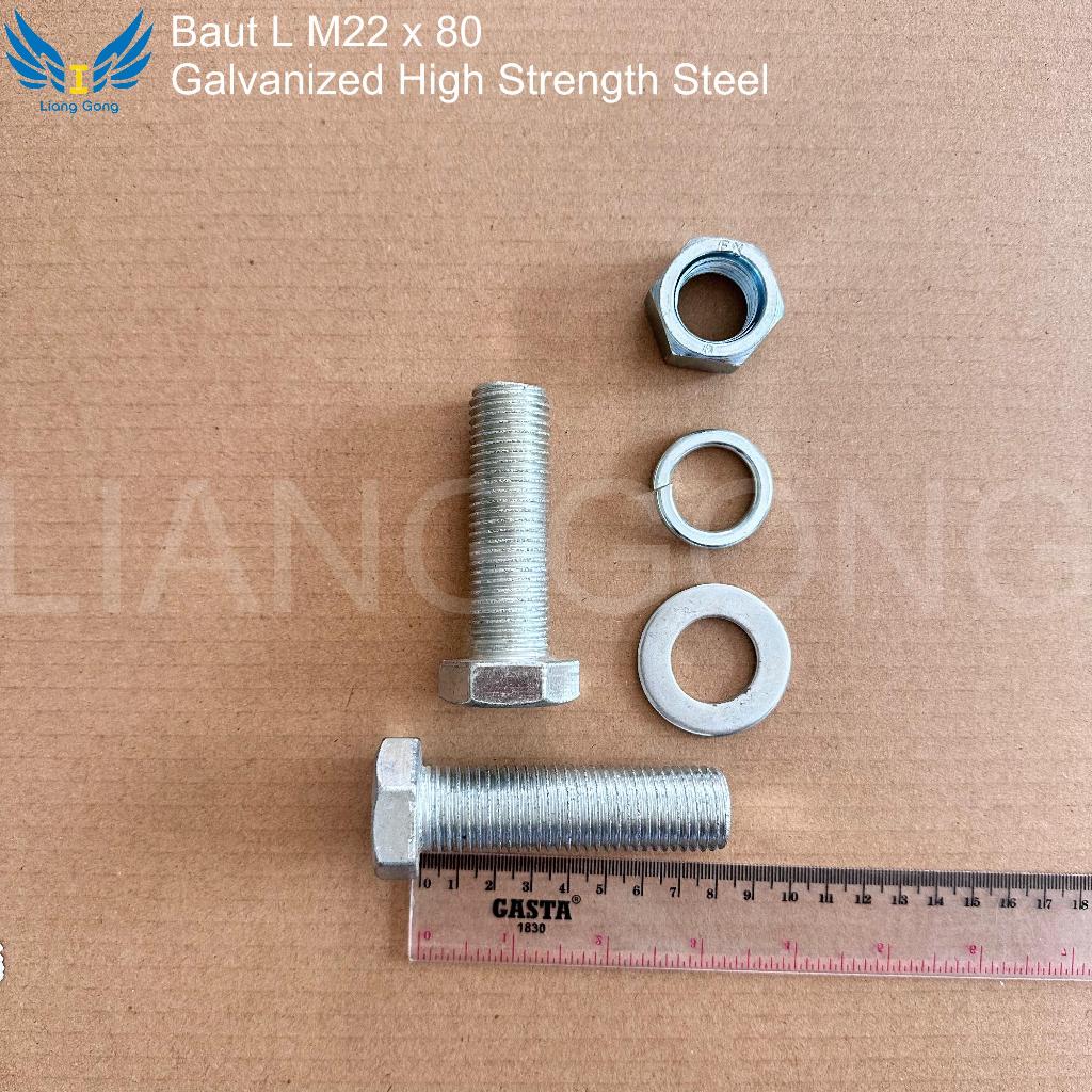 Jual Baut Mur Hex Putih | BMP | Baut M22 x 80 Putih Galvanis | Baut Mur | Grade 4.8 | Shopee ...