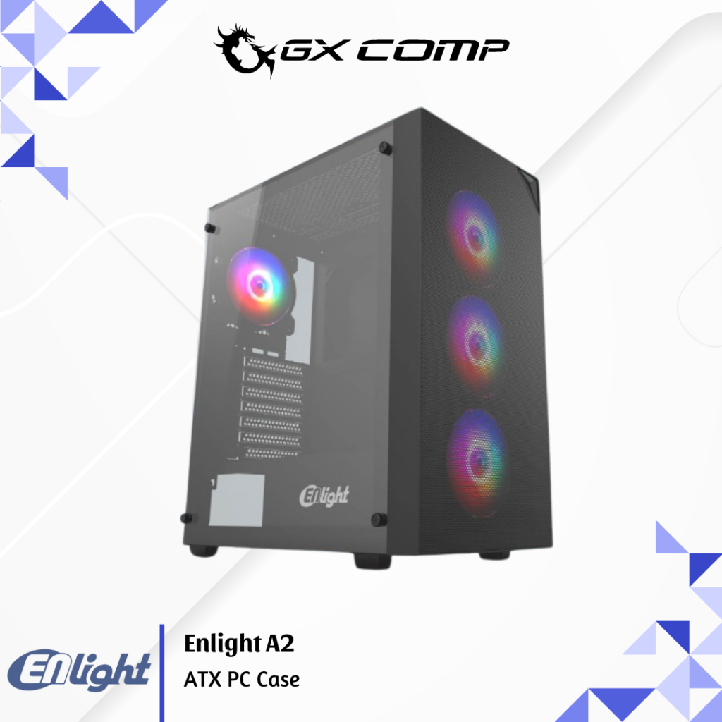 Jual Enlight A2 Free 3x RGB Fan CPU Case Gaming | Casing Komputer ATX ...
