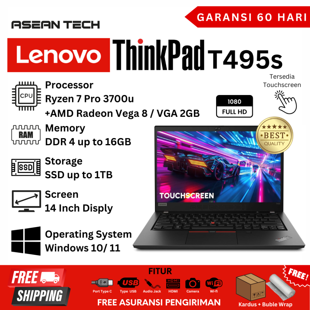 Jual Laptop Lenovo Thinkpad T495s Ryzen 5 | T490s T490 Core i7 Gen 8 Touchsceen - Second Murah ...